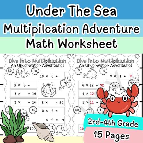 Ocean Animals Math Bundle: Addition, Subtraction, Multiplication & Division