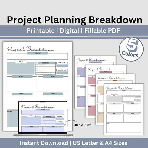 Project Breakdown, Task Planner, Project Planner, Work Planner | TPT