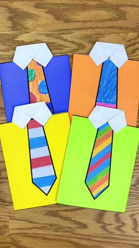 Father's Day Card - Shirt & Tie Craft w/ Writing Template Gift Keepsake ...