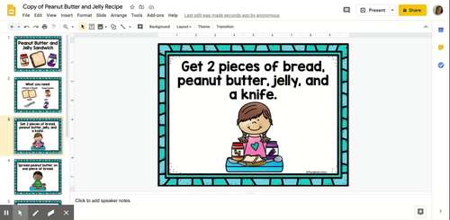 Peanut Butter & Jelly Visual Recipe and Sequencing | Special Ed Resource