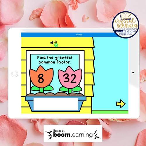 Finding the Greatest Common Factor GCF Boom Cards™ by Crystal Mencia