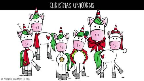 Christmas Unicorns clip art Mini by Melonheadz Clipart | TPT
