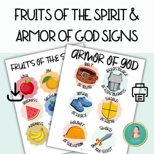 Fruits of the Spirit, Armor of God Signs, Christian, Faith-based, Bible ...