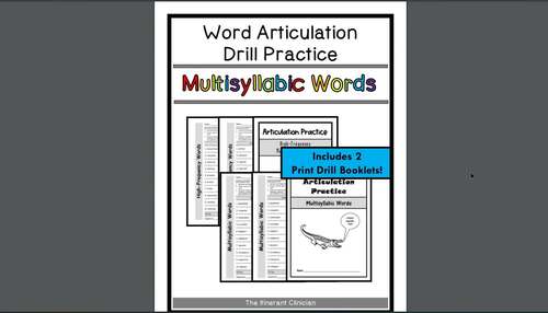 MULTISYLLABIC WORD Lists, Speech Therapy Articulation Activities Homework