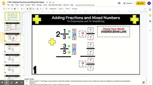 Adding Fractions and Mixed Numbers Digital Activity by Keep On Growing
