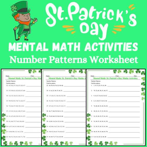 Number Patter Mental Math Activities Funny St. Patrick's Day - Spring ...
