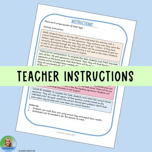 French ER Verb Review Puzzles: Worksheets, Task Cards, Choice Board ...