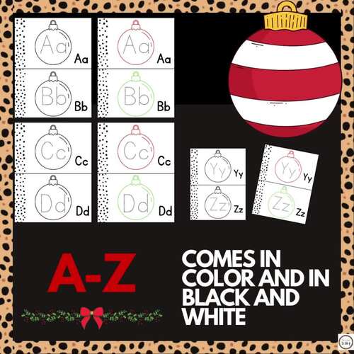 Christmas Literacy Alphabet Tracing Cards| Ornament Tracing Worksheets
