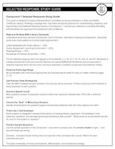 National Board Certification | EMC Literacy | Component 1 Selected Response