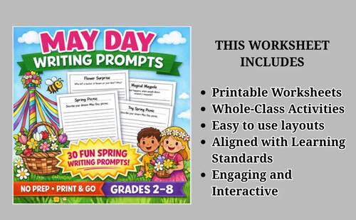 May Day Writing Prompts | Spring Writing Activities | May Writing Pack ...