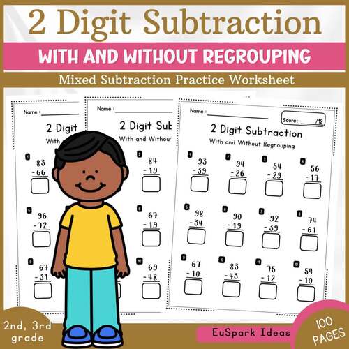 Mixed 2-Digit Subtraction With and Without Regrouping | for 2nd and 3rd ...