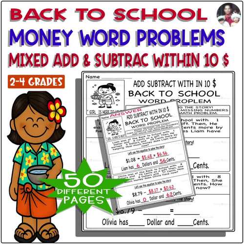 Back to School Mixed Addition and Subtraction Word Problems Within 10 ...