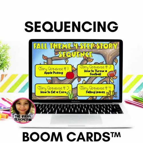 Fall Theme 4 Step Short Story Sequencing with Pictures Boom Cards™ set 2