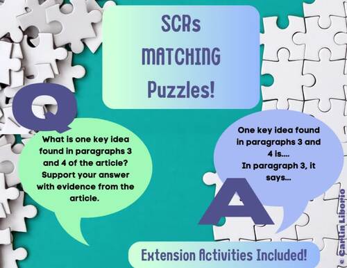 SCRs - Matching Puzzles Q & A - Restate & Answer - NEW STAAR Redesign 2.0