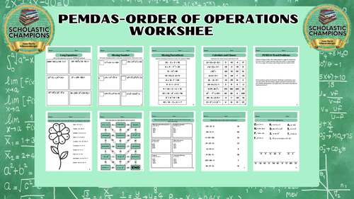 ORDER OF OPERATIONS-PEMDAS * 5th Grade Middle School Math Worksheets