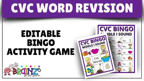 Editable CVC Middle Letter I Bingo |Interactive Phonics Game | Language ...