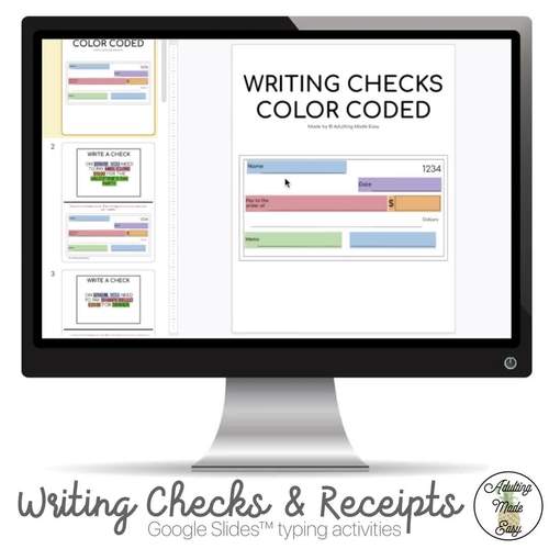Writing Checks & Receipts Worksheets and Google Slides | TPT