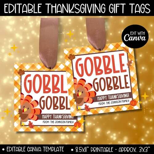 Thanksgiving Fall Treat Gift Tags, Student Teacher Coworker Staff ...