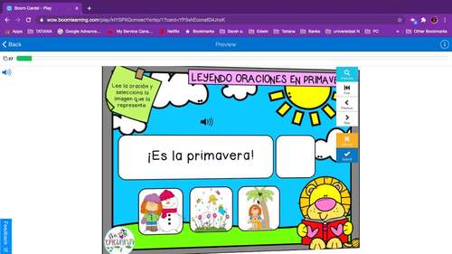 Oraciones de Primavera en Boom Cards | Spring Sentences in Spanish