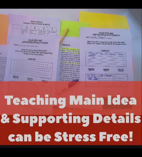 Main Idea & Supp Details Activities, Black History Month Martin Luther King