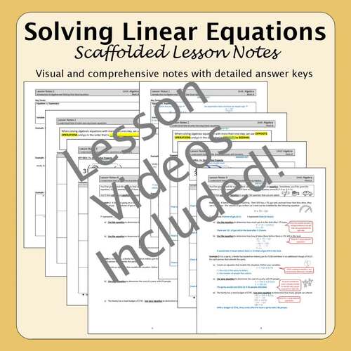 BC Math 8 Solving Linear Equations Resource Pack: Notes, Practice ...