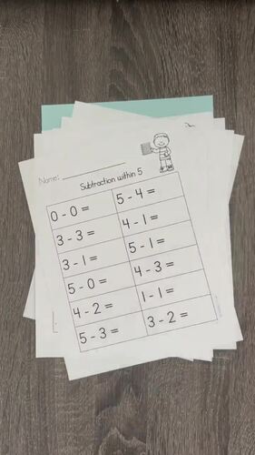 Subtraction Practice Within 5 and Within 10 Kindergarten First Grade Math