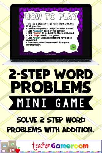 2 Step Word Problems Addition Mini Powerpoint Game by Teacher Gameroom