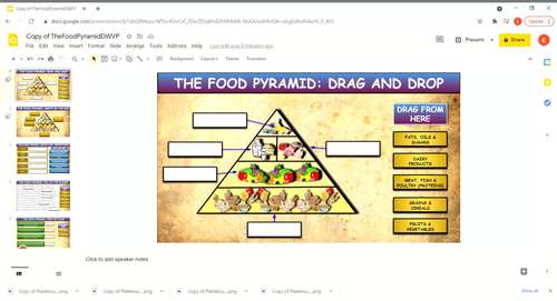 The Food Pyramid: Nutrition: Drag & Drop Worksheet: Google Slides + PPT