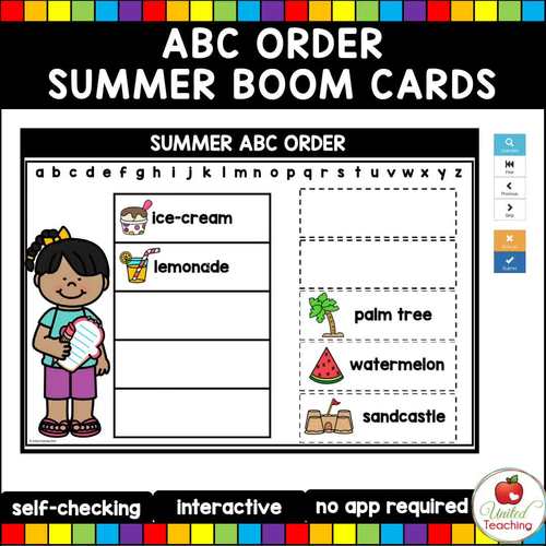ABC Order Boom Cards (Summer) by United Teaching | TpT