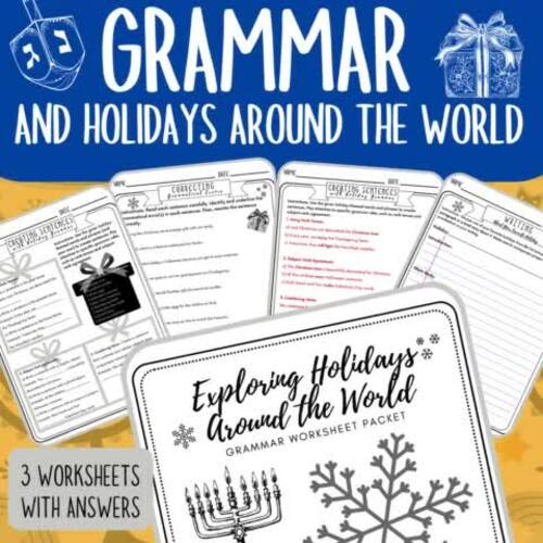 Holidays Around the World Grammar Worksheets by Decadence School House