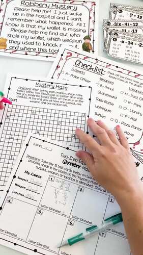 Two-Step Equations Mystery Maze (Task Cards) by Math in Demand | TPT