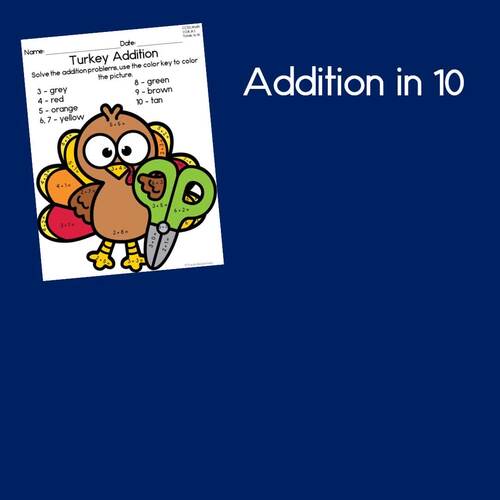 Thanksgiving Turkey Color by Number Addition & Subtraction In 20 Math ...