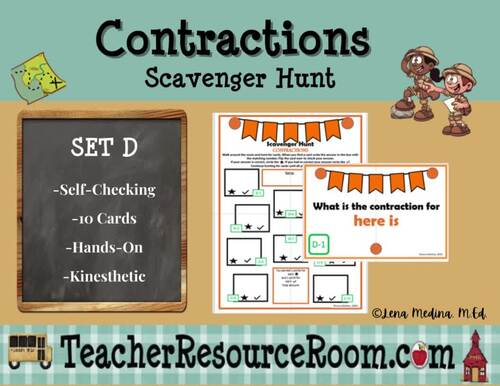 Scavenger Hunt: Contractions (Set D) by Teacher Resource Room | TPT