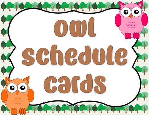 Owl Daily Schedule Cards by Cindy's Treasures | TPT