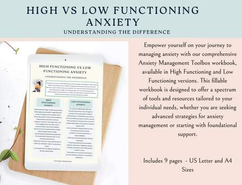 High Vs Low Functioning Anxiety. Anxiety Relief. Worry coping toolbox. CBT