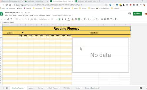 Benchmark Data Spreadsheet with Automatic Charts by School ...