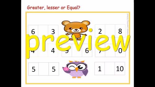 Numbers 1 to 10:Greater, Less, Equal–Cut and paste the correct sign ...