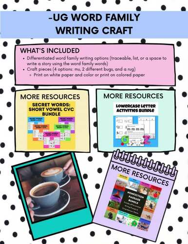 UG Word Family Phonics Writing Craftivity - Short U Phonics Writing & Craft