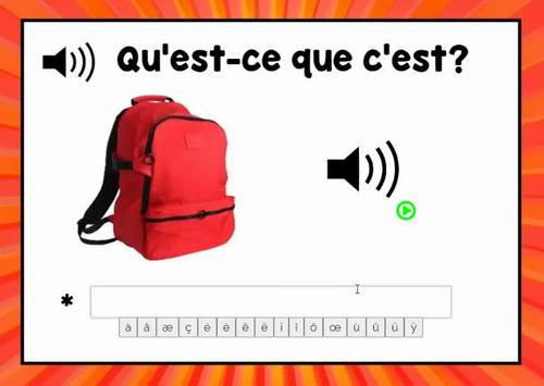 French School Supplies Boom Cards, French Digital Flashcards, Writing