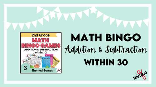 Addition and Subtraction Math Fact Fluency Bingo Game within 30 2nd 3rd ...