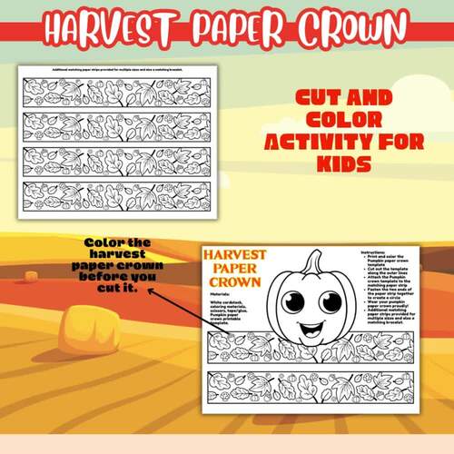 Harvest Paper Crown Craft for Kids | Fall Coloring Activity ...