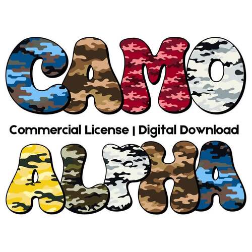 Camouflage Alphabet Letter and Number, Military Bulletin board letters font