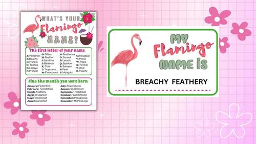 What's Your Flamingo Name Game, Name Generator Sign, Summer Activity ...