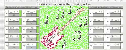 Digital Math Pixel Art 3rd Grade Fluency Division With Missing Values