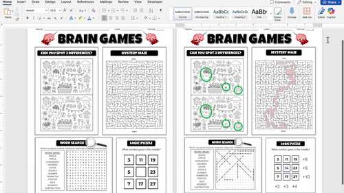 After State Testing Word Search Spot the Difference Maze Puzzle Worksheet