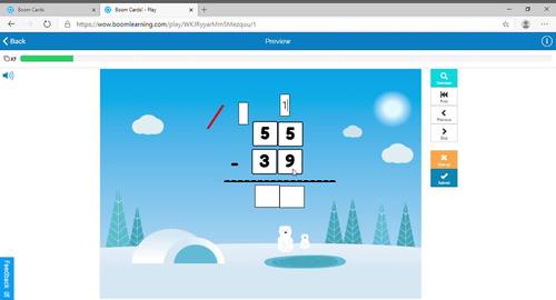 Multi Digit Subtraction Boom Cards for Distance Learning (Winter Theme)