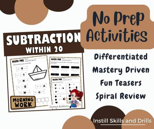 Subtraction within 20 Fluency Practice and Morning Work Activities