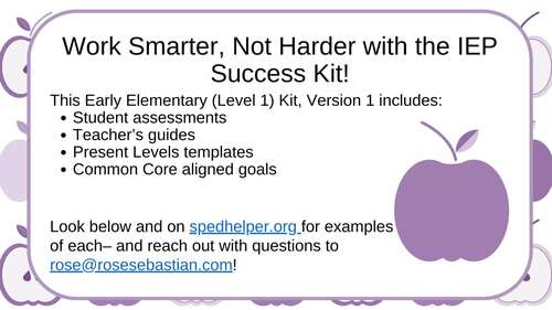 Early Elementary IEP Goals & Objectives Bank with Assessments & PLAAFPs ...