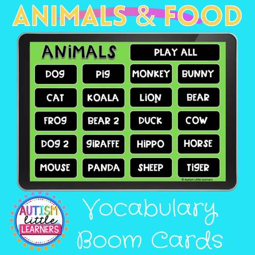 Animated Animals And Food Vocabulary - Boom Cards™ by Autism Little ...