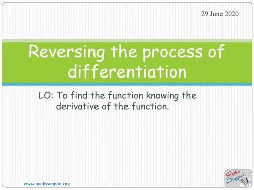 Introduction to integration as anti-differentiation by Maths Support Centre